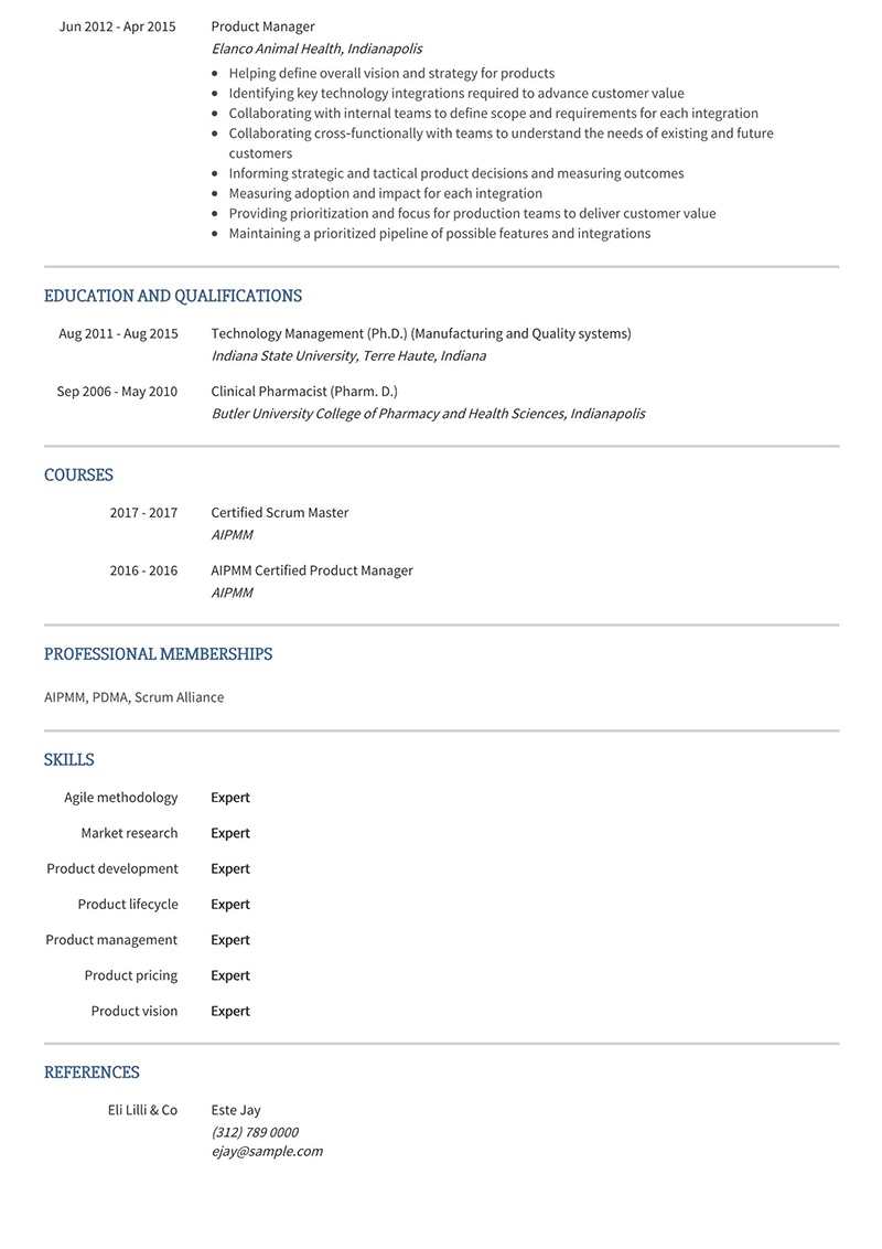 Product Manager Resume Sample Example Writing Guide 2022 CVmaker