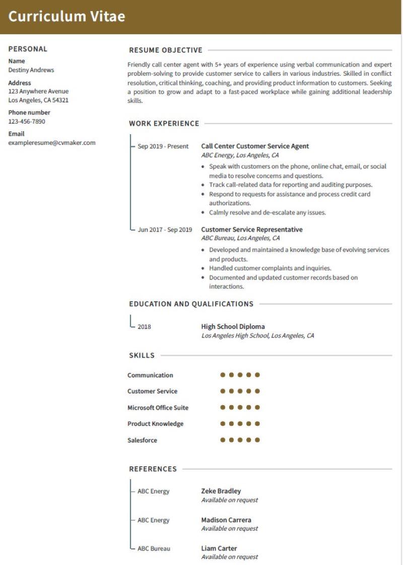 Call Center Customer Service Resume Sample, Job Description & Writing Guide for 2025 - CVmaker.com