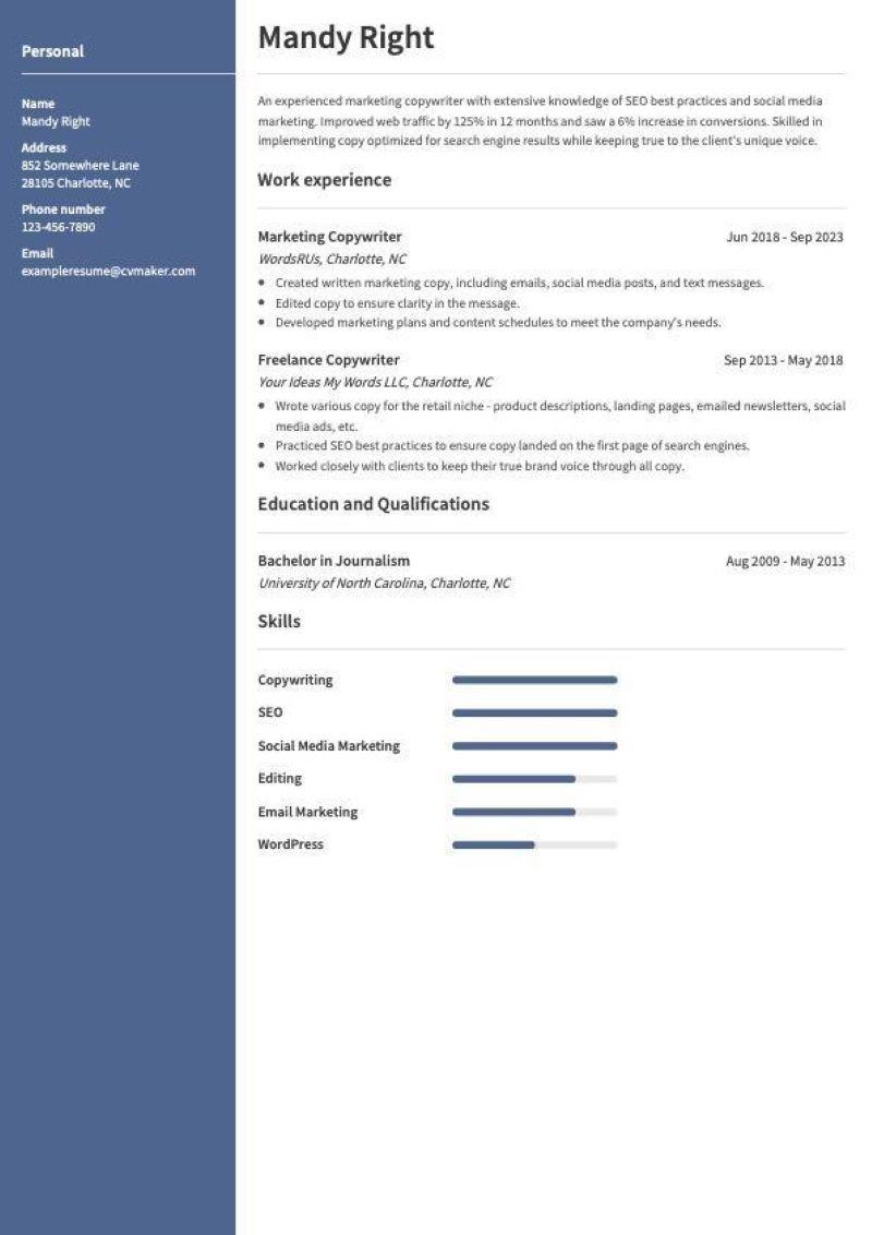 Copywriter Resume Sample, Job Description & Writing Guide for 2025 ...