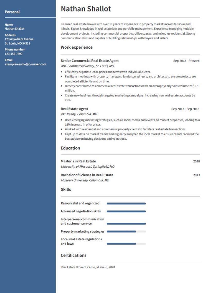 Real Estate Resume Sample, Job Description & Writing Guide for 2026 ...