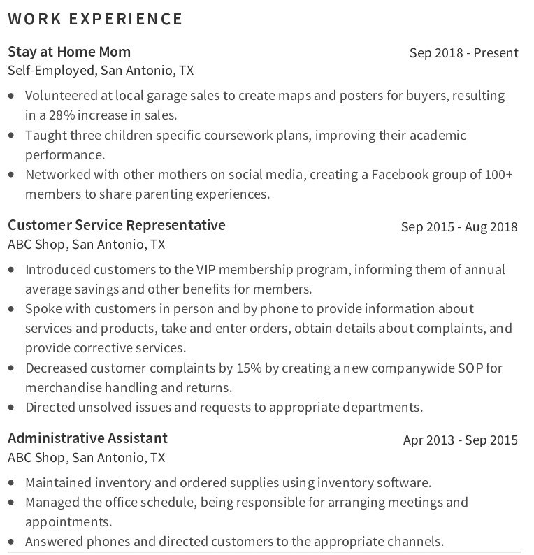 Stay at Home Mom Resume: Example, Template & Writing Guide [2026 ...